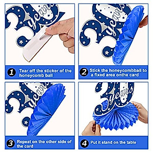 Kauayurk 8Pcs 30th birthday Honeycomb Centerpieces Decorations for Men, Blue Silver Happy 30 Table Centerpiece Party Supplies,Thirty Year Old Topper Decor Sign