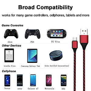 TPLTECH PS4 Controller Charging Cable, ［2PACK-15Ft］Micro USB 2.0 Nylon Braided Fast Charger & Cord, High Speed Data Sync Charge Cable for PlayStation 4, Xbox One S/X Controller, Android Phone, Silver