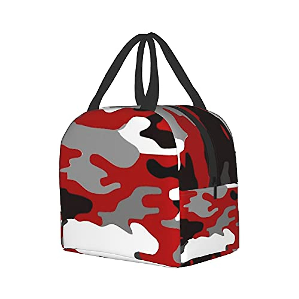 Insulated Lunch Bag Reusable Lunch Box, Cooler Lunch Tote Bag With Front Pocket for Girls Boys Women Men Picnic Office Work, Red Camo Print