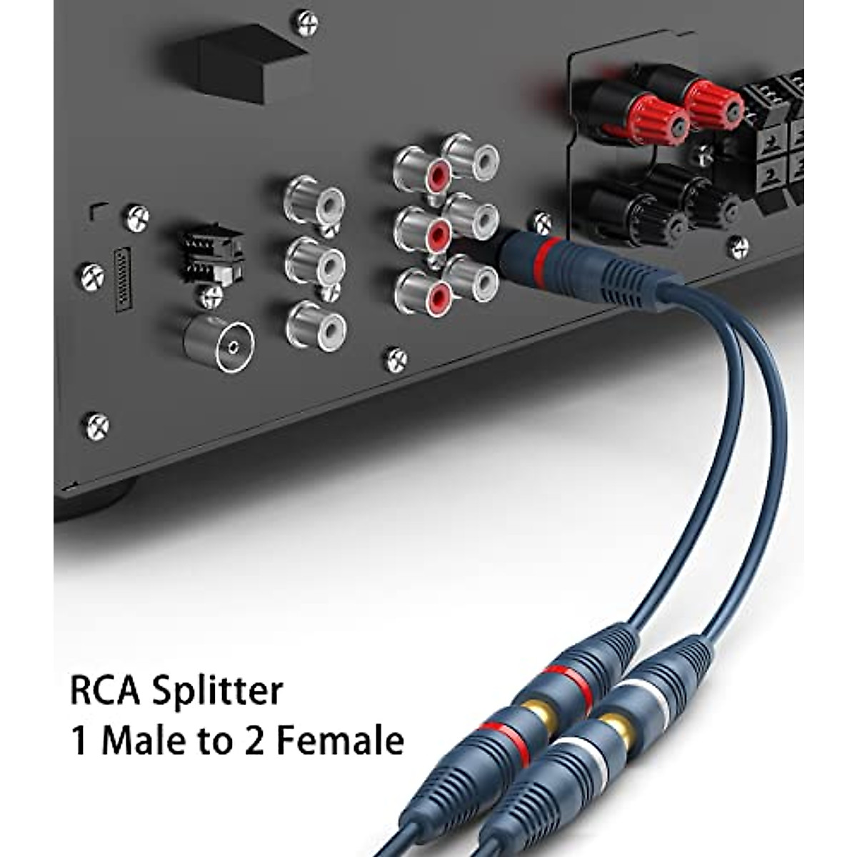 DteeDck RCA Splitter 1 Male 2 Female 2 Pack, RCA Y Splitter RCA Cable Audio Video Splitter Adapter Extension Cord 0.2M/0.65ft for Subwoofer Speaker