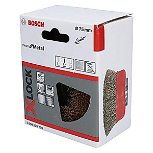 Bosch X-LOCK 2608620730 Cup Wire Brush (Cup Shape, 3.0 inches (75 mm), Brass 0.01 inches (0.3 mm), Straight, 1 Piece)