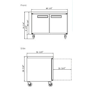 CUC50F 2-Door Undercounter Commercial Freezer