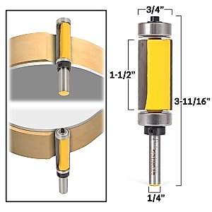 YONICO Pattern Bit Flush Trim Top and Bottom Bearing Router Bits 1-1/2-Inch Cutting Length 1/4-Inch Shank 14985q