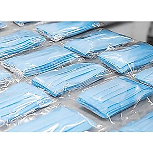 Retail Sign Systems 50 PCS Thick 3-Ply Face Shield MASK with Elastic Ear Loop Cover Full Face Anti-Dust US Stock, blue, regular