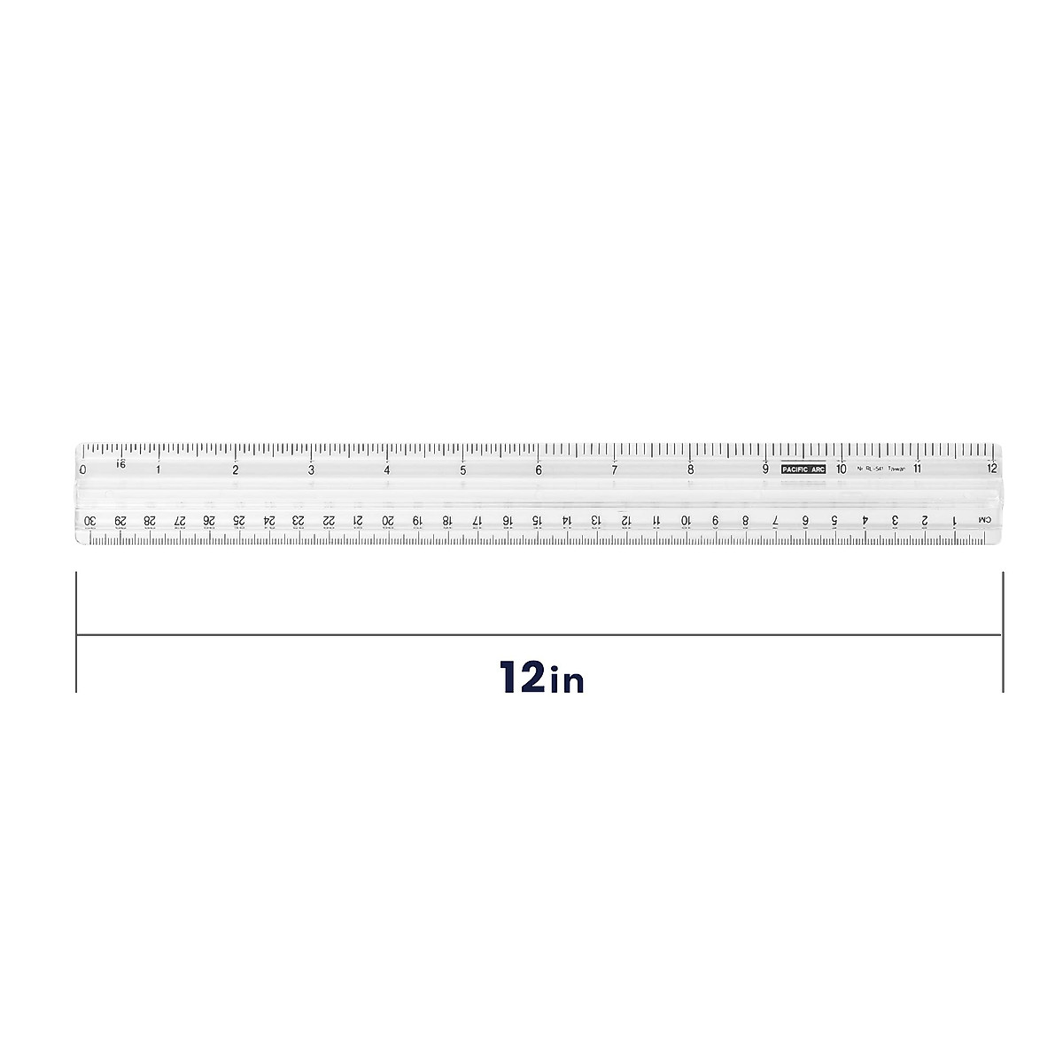 Pacific Arc - Finger Grip Ruler - 12 inch - Inch and Metric - Clear - Easy Drafting on Parallel Bars, Engineering, Architecture and Students Tools, Easy Grip.