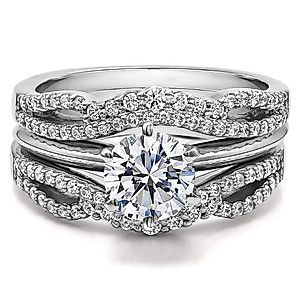 TwoBirch 0.57 Ct. Double Infinity Wedding Ring Guard Enhancer in Sterling Silver (CZ or MOISSANITE) (Cubic Zirconia, 6)