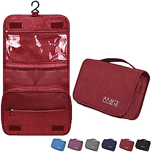 YUNZSXJY Hanging Toiletry Bag Large Capacity Hanging Toiletry Bag for Women and Men Waterproof Travel Cosmetic Bag with Sturdy Hook (Red)
