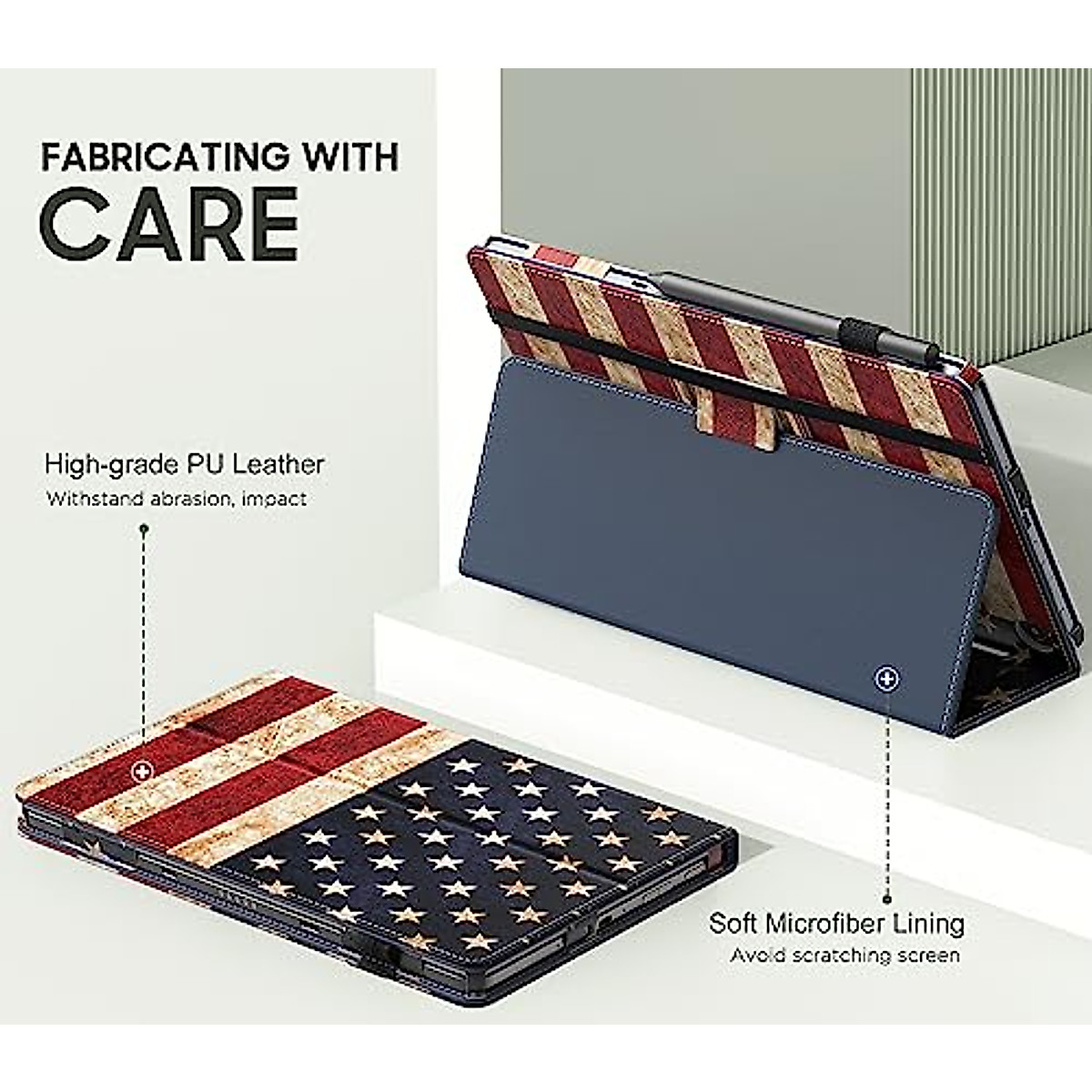 MoKo for Amazon Kindle Fire Max 11 Case (13th Generation, 2023 Release) 11" - Slim Folding Stand Cover Case for Fire 11 Tablet with Auto Wake/Sleep, American Flag