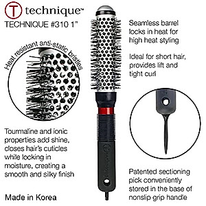 Cricket Technique #310 1” Thermal Hair Brush Seamless Barrel Styling Hairbrush Anti-Static Tourmaline Ionic Bristle for Blow Drying Curling All Hair Types