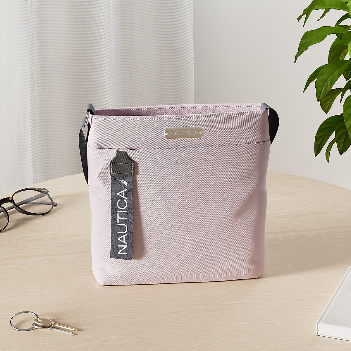 Nautica Diver Nylon Small Women's Crossbody Bag Purse with Adjustable Shoulder Strap, Lilac Rose