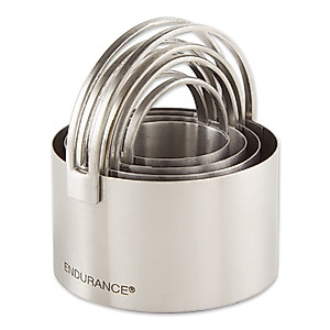 RSVP International Endurance Round Biscuit Cutters - Stainless Steel, Set of 4 | Nest for Easy Storage | For Cutting Thick or Thin Dough | Professional | High Handle Arch