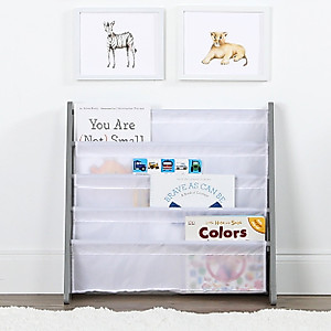 Humble Crew Kids Wood Table, 2 Chairs and 4 Tier Book Organizer Set