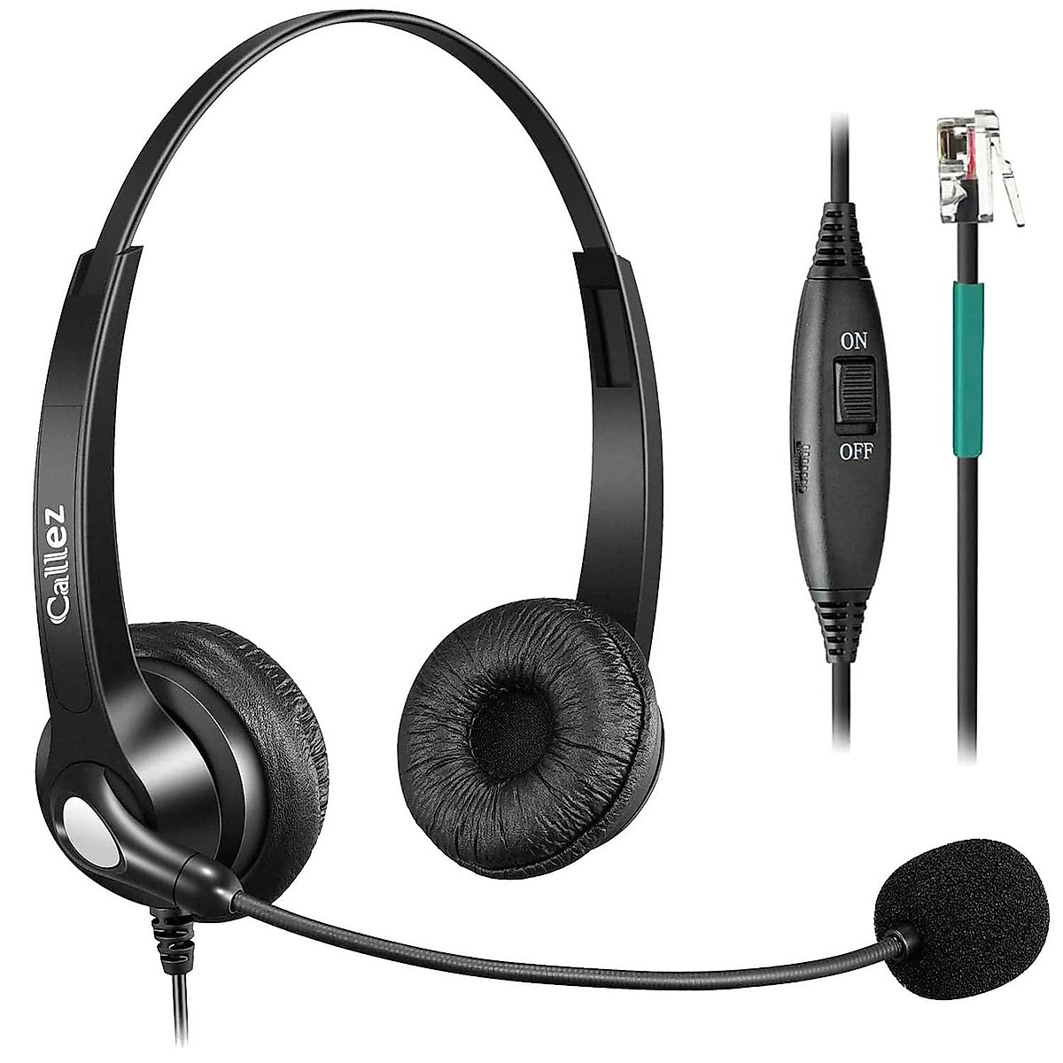 Phone Headset with Microphone Noise Cancelling, Call Center Telephone Headset with RJ9 Jack, Work for Avaya 1408 9508 1416 Shoretel 230 480 Mitel 5220 Polycom NEC Allworx Zultys Aastra Landline Phones