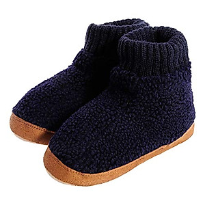 shoeslocker Boy Slippers Comfortable House Slippers Little Kids Big Kids Boys House Slipper Booties Dark Blue Size 2