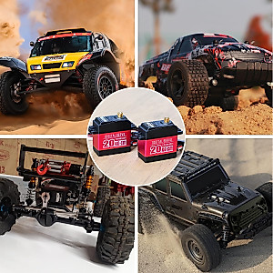 20KG RC Servo High Torque Servo Motors, Waterproof Full Metal Gear Steering Servo for 1/6 1/8 1/10 1/12 RC Car Robot DIY, Digital Servo with 25T Servo Horn, Control Angle 180°