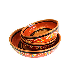 Canyon Cactus Ceramics Spanish Terracotta Set Of 3 Small Dipping Bowls, Orange