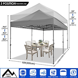 COBIZI 10x20 Heavy Duty Pop up Canopy Tent with 6 sidewalls Easy Up Commercial Outdoor Canopy Wedding Party Tents for Parties All Season Wind & Waterproof Gazebo with Roller Bag,Grey(Frame Thickened)
