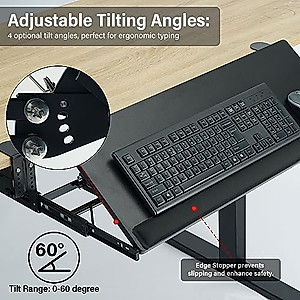 TOPSKY Adjustable Under-Desk Keyboard Tray, 26.8”x11” Pull Out Keyboard and Mouse Tray with Tilted Mechanism and C Clamp for Home and Office (Black)