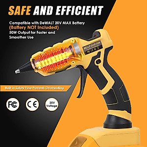 Cordless Hot Glue Gun for 20V Max Lithium Battery (Battery NOT Included) for Arts & Craft DIY & Decoration with 30PCS 0.27" Glue Sticks