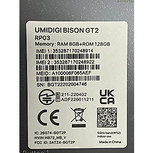 UMIDIGI Rugged Unlocked Smartphone, 6150mAh Battery, Bison GT2 8GB+128GB Android 12, 6.5"+FHD, G95 Octa-core, 64MP Triple Camera, NFC, 18W Fast Charge, IP68 & IP69K Waterproof Unlocked Cell Phone
