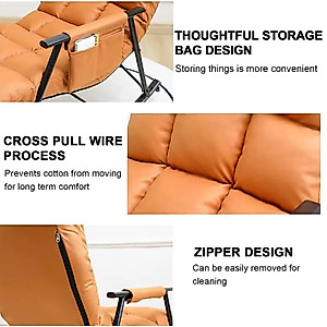 Generic Patio Nursery Rocking Chair Indoor Padded Cushion Rocker Recliner Chair for Front Porch Sunroom Comfy Rocking Lounge Chair for Napping Relaxing Reading, Orange