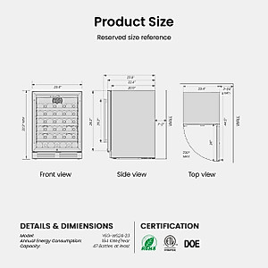 Yeego Wine Fridge Cooler - 24 Inch Wine Fridge Hold 47 Bottles, 40-65°F Wine Refrigerator Glass Door, Built in, Freestanding Under Counter Fridge Lockable for Beer Soda Drink Home Bar Office
