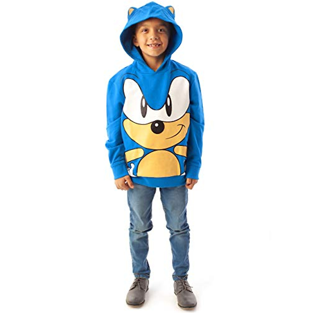 Sonic The Hedgehog Hoodie For Boys Character 3D Ears Boy's Kids Blue Hooded Jumper 7-8 Years