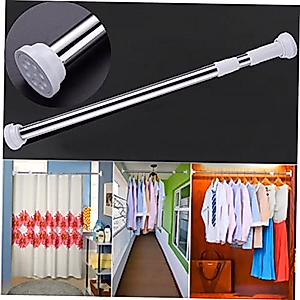 Garneck 2pcs Spring Tension Rod Retractable Tension Rod Stainless Steel Curtain Rod Coat Hanger Pole Wall Curtain Rod Retractable Clothes Line Curtain Rod Brackets Clothing Hanging Rod