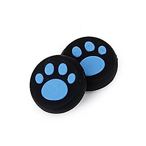 Analog Silicone Thumb Stick Grips Cap Joystick ThumbSticks Caps Cover for PS4 PS3 Xbox One Xbox 360 PS2 Game Controllers (4 x Blue Cat Dog Paw)