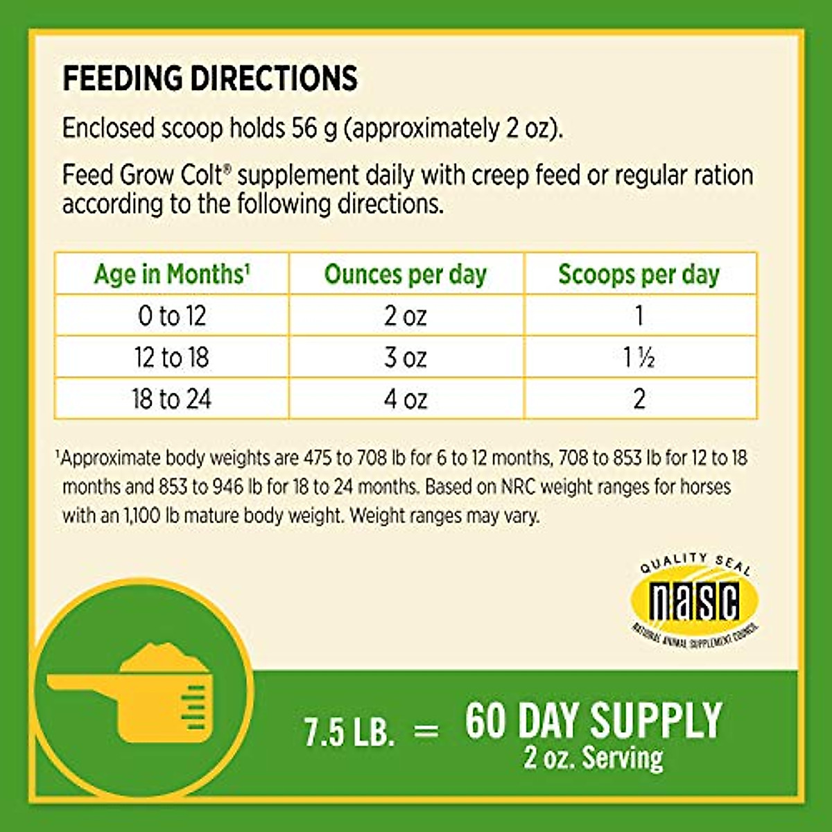 Farnam Grow Colt Supplement for Growth & Development, Supports Normal, consistent Growth in First Years of foal's Life, 7.5 lbs, 60 Day Supply