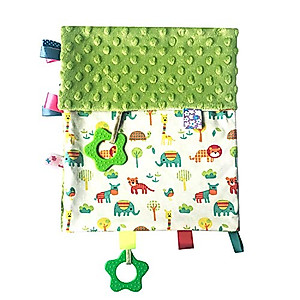 G-Tree Large Blanket with Tag for Babies, Soft Taggy Security Blanket, Lovely Tag Blanket (Green)