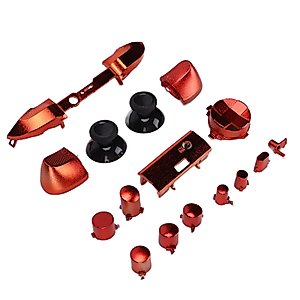 Game Handle Accessories, Compatible Beautiful Appearance Unique Durable Full Game Controller Plating Button Set for Series X(Electroplating red)
