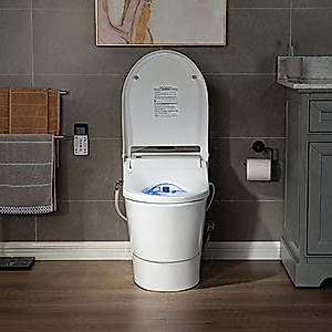 WOODBRIDGE White Luxury, Elongated One Piece Advanced Bidet, Smart Toilet Seat with Temperature Controlled Wash Functions and Air Dryer T-0737