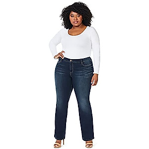 Jack David Womens Plus Size Bootcut/Straight/Skinny Leg Stretch Relaxed Fit Blue Denim Jeans Pants