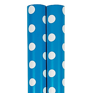 JAM Paper Gift Wrap - Polka Dot Wrapping Paper - 50 Sq Ft Total - Black with White Dots - 2 Rolls/Pack