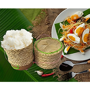 Heavens Tvcz Sticky Rice Basket Small Kratip Container Thai Serving Bowl Bamboo Rice Thai Laos Traditional Weave Wickerwork Serving Keeping Rice