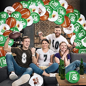 45 Pieces Football Balloons Sport Latex Balloons Football Party Balloons Touch Down White Green Brown Balloons for Game Sports Birthday Party Football Themed Decorations