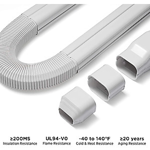 TURBRO 3’’ W × 7.5’ L Decorative PVC Line Cover Kit for Mini Split and Central Air Conditioners, AC Heat Pumps Systems