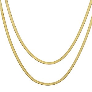 metaltree98 Fashion Born to Shiny 14K Gold Plated 5 mm 20" / 24" 2 PC Set Herringbone Chain Necklace
