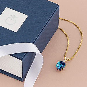 PEORA Created Alexandrite with Genuine Diamond Pendant 14K Yellow Gold, Color-Changing Solitaire, 3.30 Carats Oval Shape 10x8mm