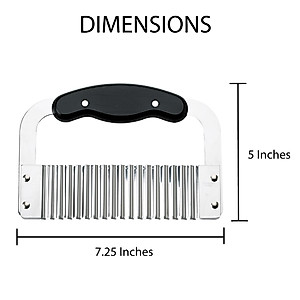 HIC Wavy Crinkle Cutting Tool Serrator Salad Chopping Knife and Vegetable French Fry Slicer, Steel Blade, 7.25-Inches x 5-Inches