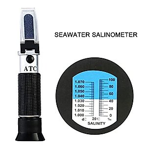 Salinity Meter, Salinity Refractometer 0‑100 PPT 1000‑1070 Compact, Easy to Use for Aquariums