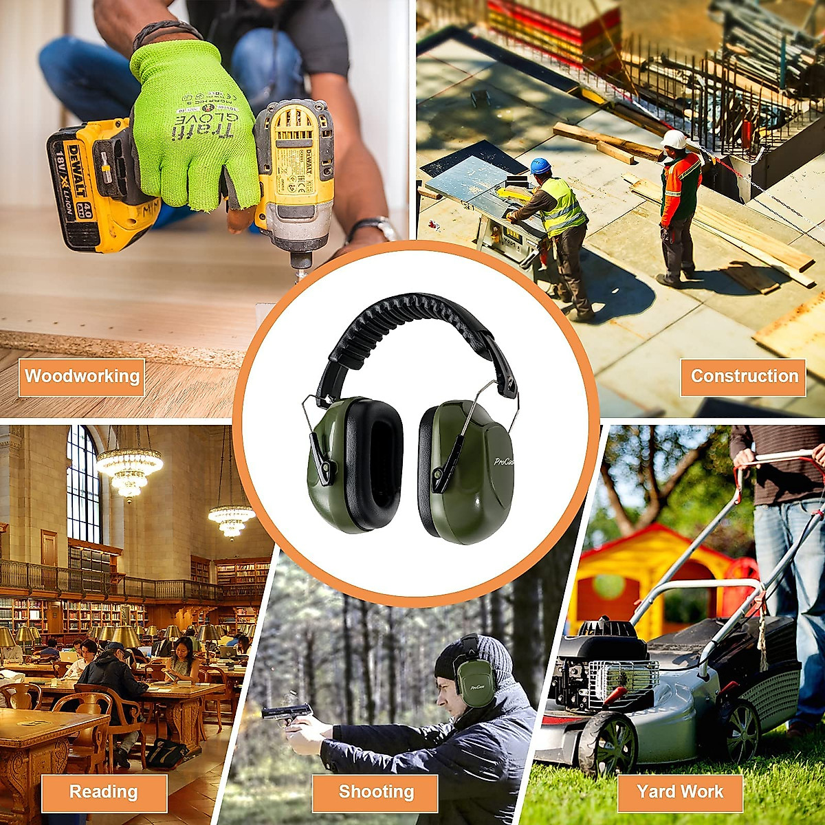 ProCase Noise Reduction Safety Ear Muffs Bundle with Hearing Protection Earmuffs Ear Defenders