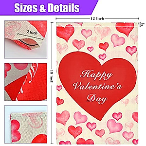 Valentines Day Garden Flag Vertical 12 x 18 Inch Double Sided Love Heart Valentine’s Day Garden Flag for Yard Outdoor Decoration