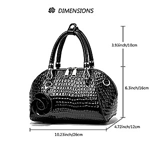 Chikencall Women's Handbag Patent leather Top-Handle Purse Crocodile Print Shoulder Bag Work Shopper Crossbody Satchel with Rose Pendant for Christmas Thanksgiving Day