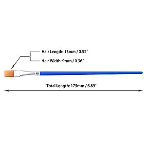 60 Pcs 9mm Wide Flat Paint Brushes Set with Nylon Hair,Small Brush Bulk for Detail Painting,Short Plastic Handle,Acrylic Oil Watercolor Fine Art Painting for Kids,Students,Starter,Teens, Adults, Artis