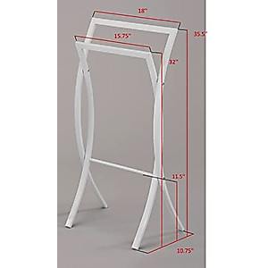 Kings Brand Furniture - Rusbac Metal Modern Freestanding Towel Rack Stand, White