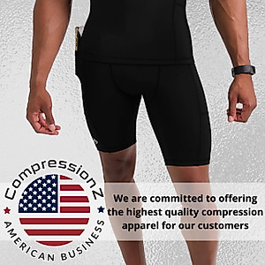CompressionZ Compression Shorts Men with Pockets - Performance Sport Spandex Compression Underwear 8" (Light Gray, 4XL)