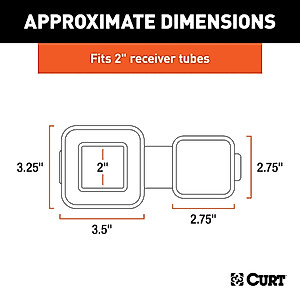 CURT 21728 Rubber Trailer Hitch Cover with 4-Way Flat Wiring Holder, Fits 2-Inch Receiver