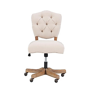 Riverbay Furniture Transitional Fabric Tufted Swivel Office Chair in Beige